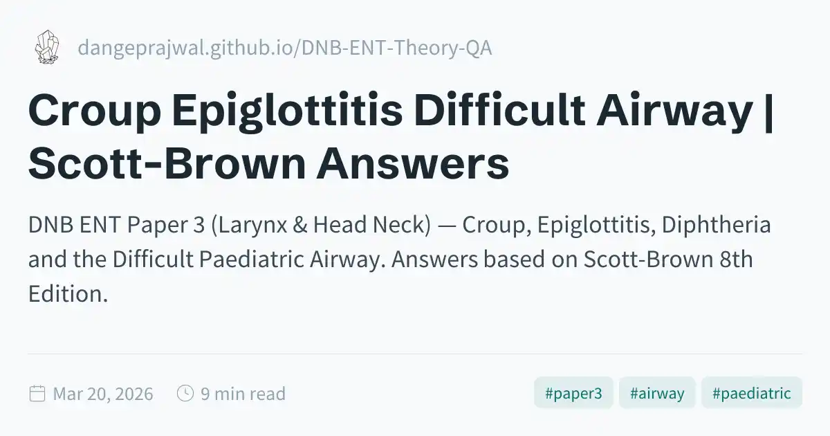 Croup Epiglottitis Difficult Airway | Scott-Brown Answers
