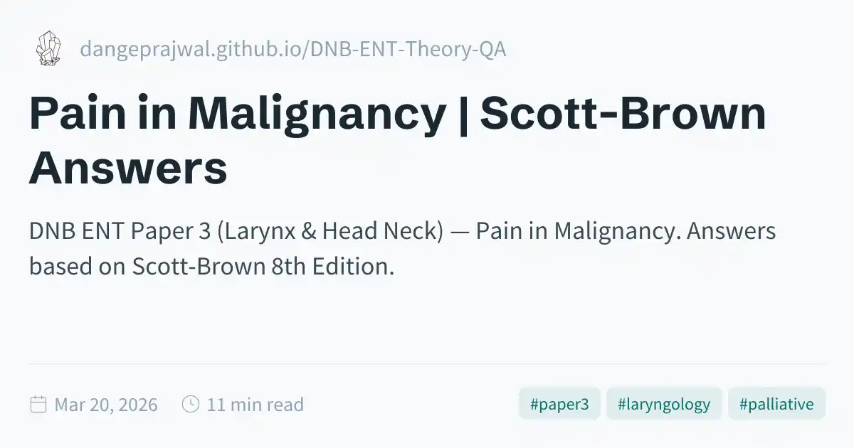 Pain in Malignancy | Scott-Brown Answers