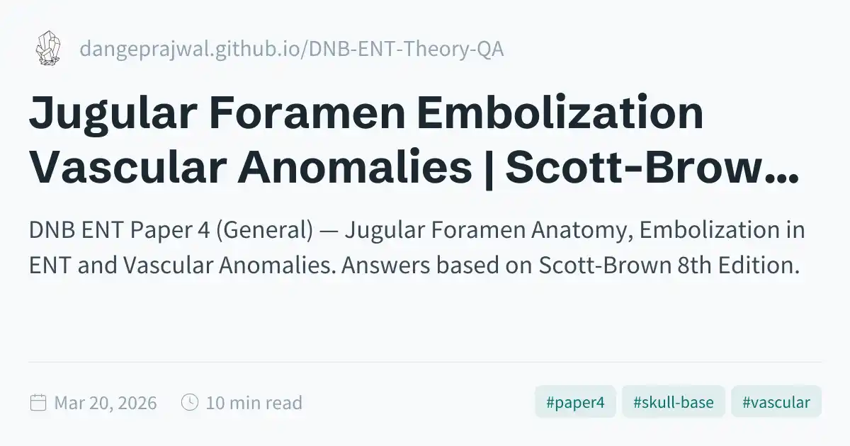 Jugular Foramen Embolization Vascular Anomalies | Scott-Brown Answers