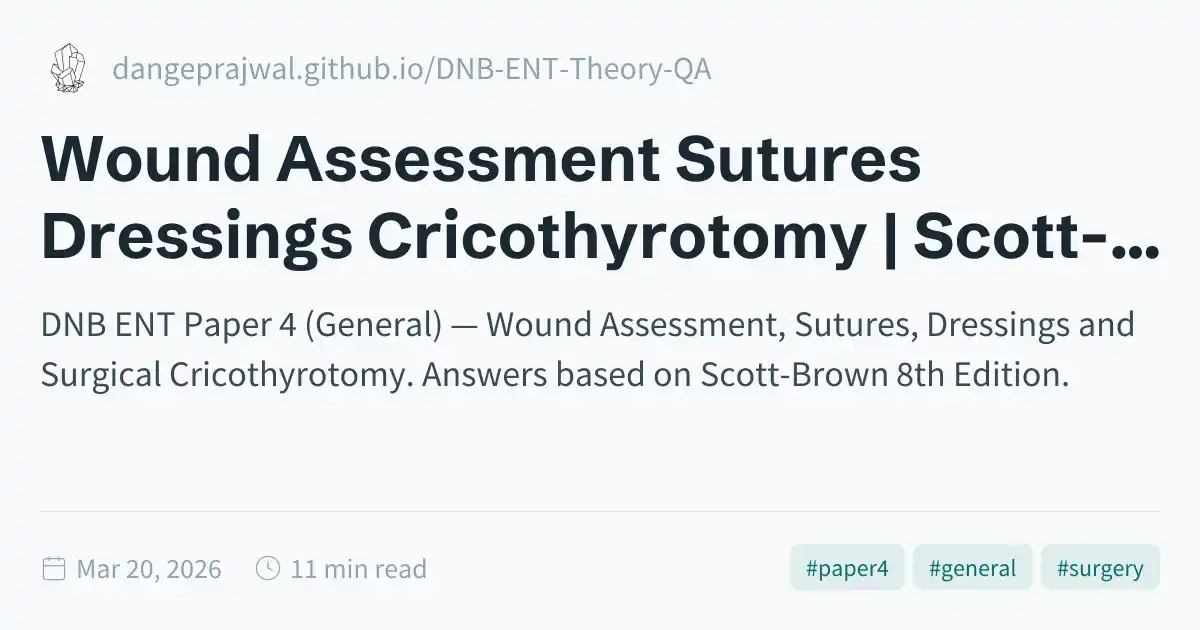 Wound Assessment Sutures Dressings Cricothyrotomy | Scott-Brown Answers